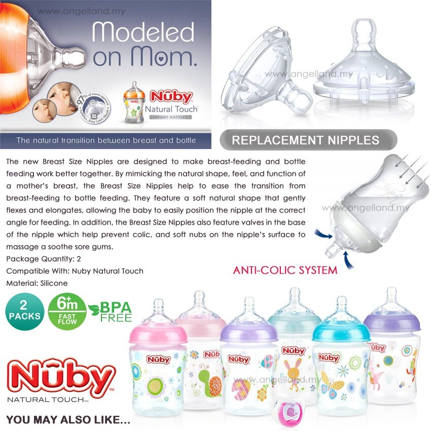 Nuby Natural Touch 2 packs Fast Flow Silicone Nipples - NB67602 | PGMall