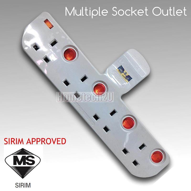 4 WAY ADAPTOR ADAPORT MULTIPLE WALL SOCKET POWER OUTLET EXTENSION