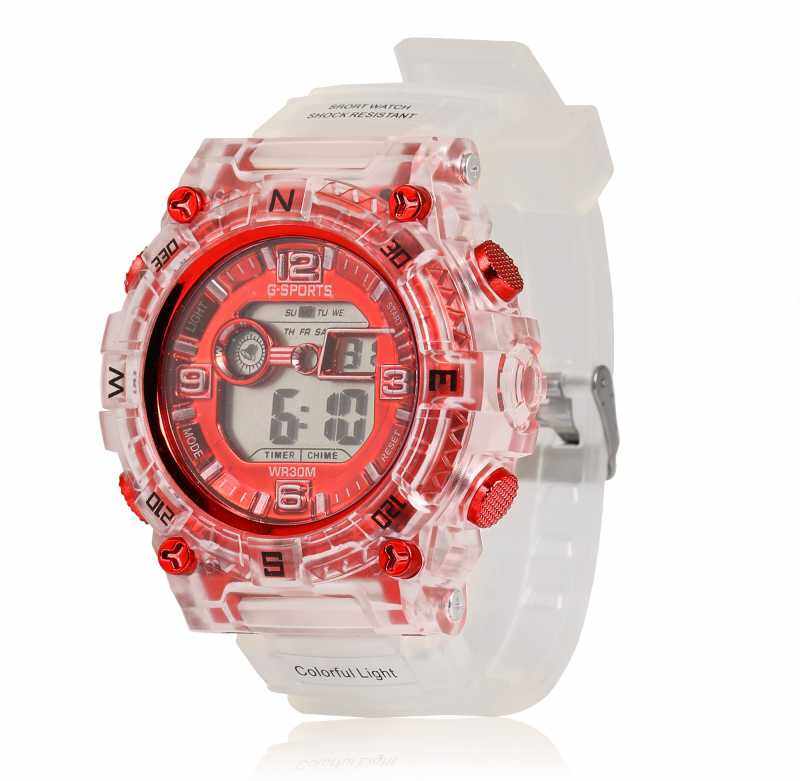 Waterproof White Color Digital Watch ,Silicone Boys Digital Sports Watch,