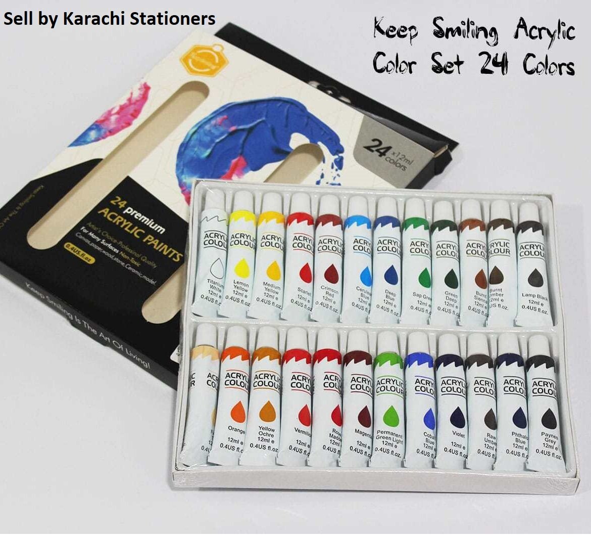 KeepSmiling Premium Acrylic Paints 12ml 24 Color Tube