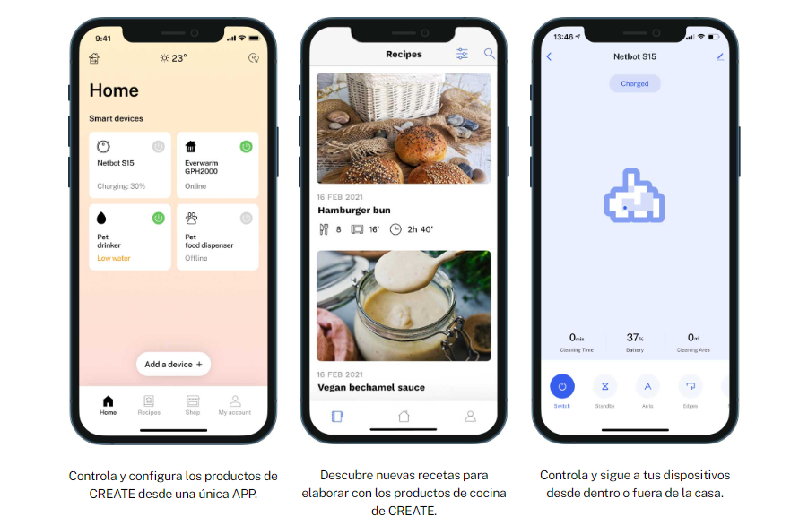 CREATE - Robot Aspirador Friegasuelos Inteligente 4000Pa, WiFi, 28 ...