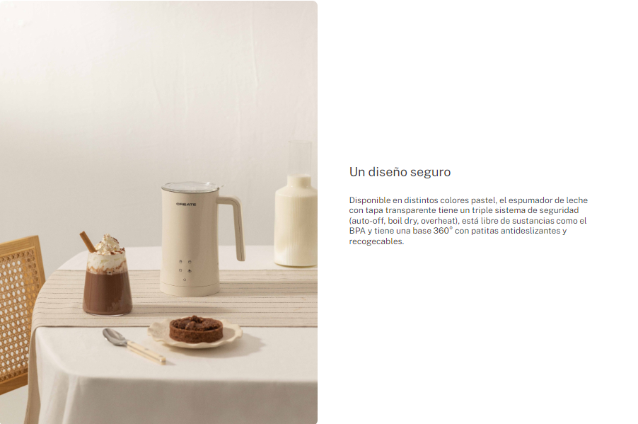CREATE - Espumador calentador de leche - 4 funciones, 580ml - MILK FROTHER STUDIO | Miravia