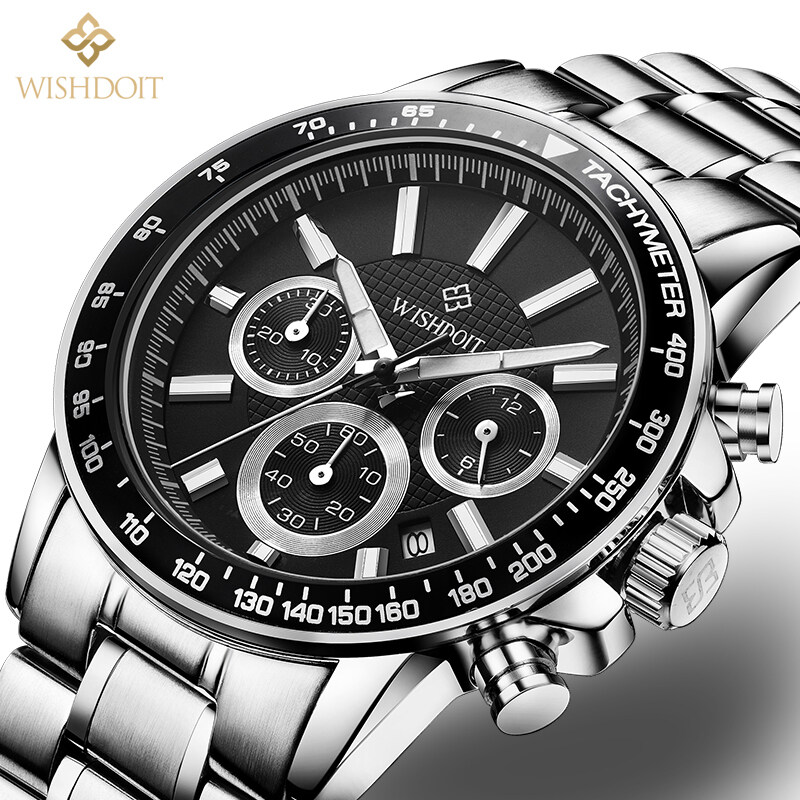 WISHDOIT Watch for Men Original Waterproof Sports Stainless Steel ...