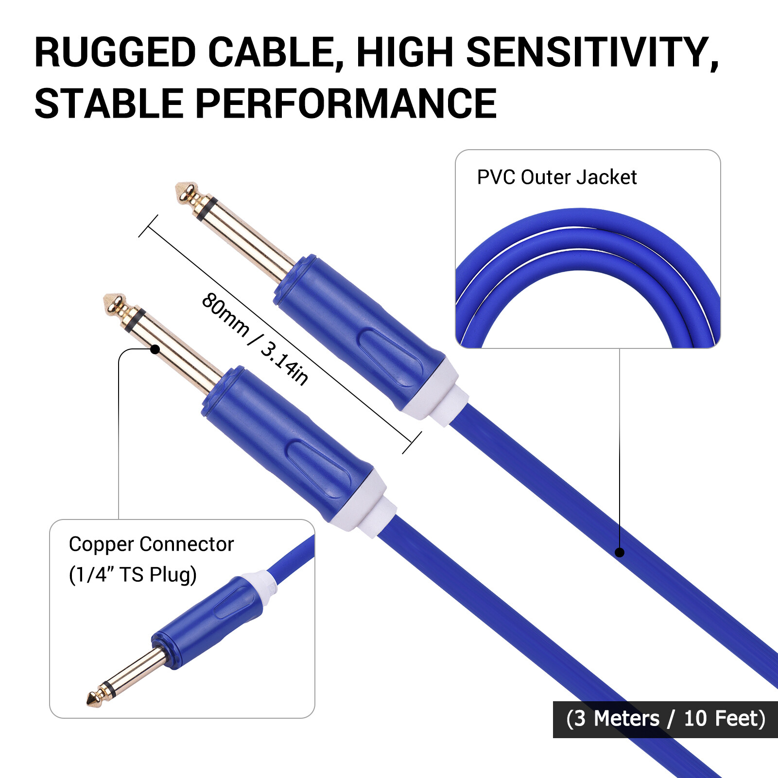 Promo Ammoon D60Z Kabel Audio Lurus 1/4 Inci, Pedal Efek Kartu Suara ...