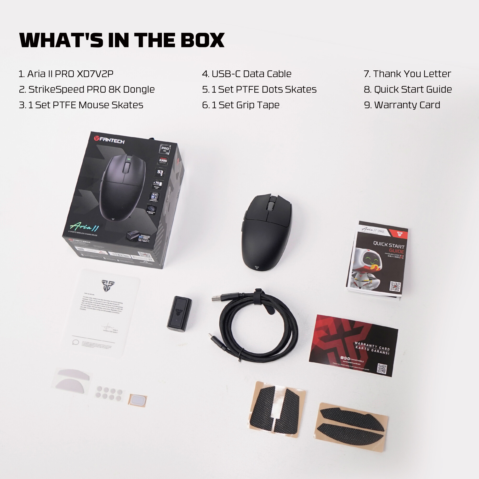 Fantech Aria II XD7V2 Series with Pixart 3395 Sensor, Up to 8K Polling Rate