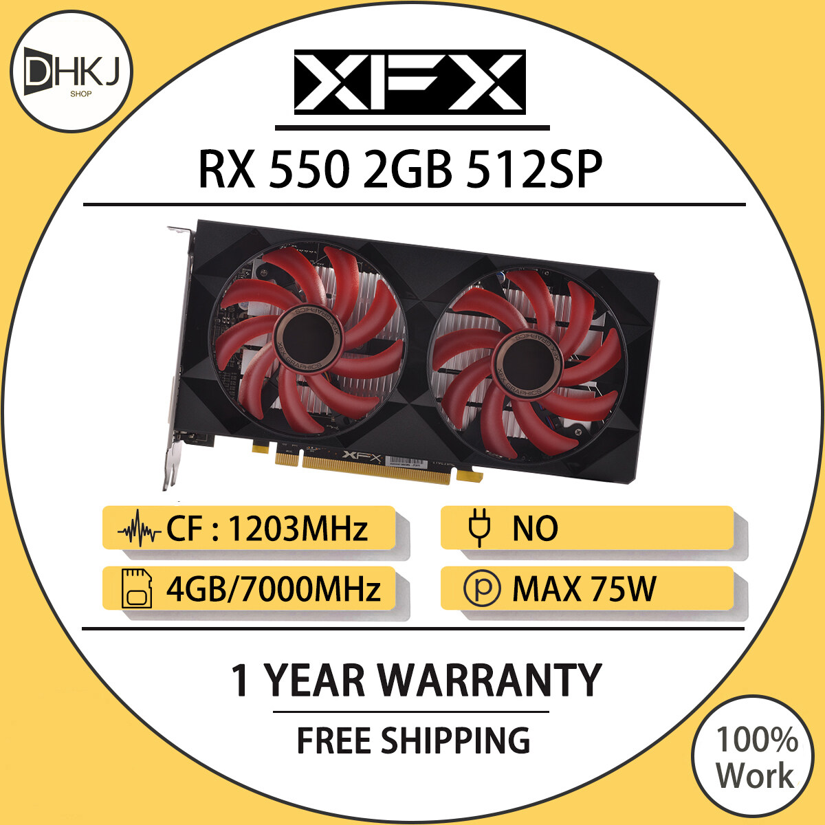 USED XFX RX 550 2GB Graphics Cards GPU AMD Radeon RX550 2G Video ...
