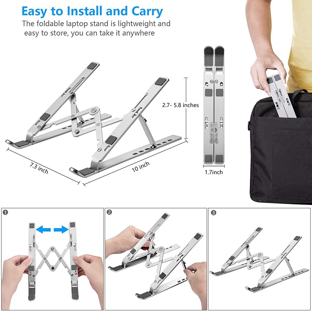 Collapsible & Portable Aluminium Laptop Stand / Folding Notebook Stand ...