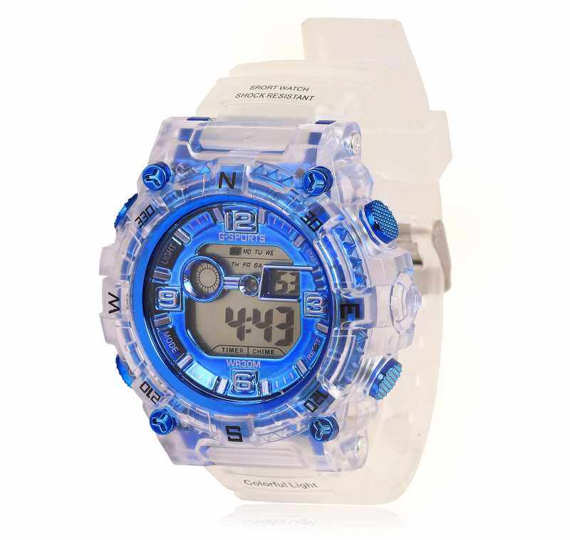 Waterproof White Color Digital Watch ,Silicone Boys Digital Sports Watch,