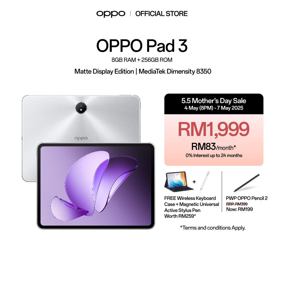 Oppo Pad 3 Price in Malaysia & Specs - RM1971 | TechNave