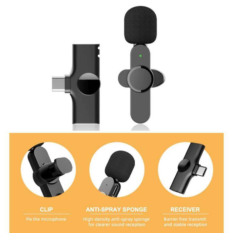 Wireless Lavalier Single Microphone K8 Portable Audio Video Record Mini ...
