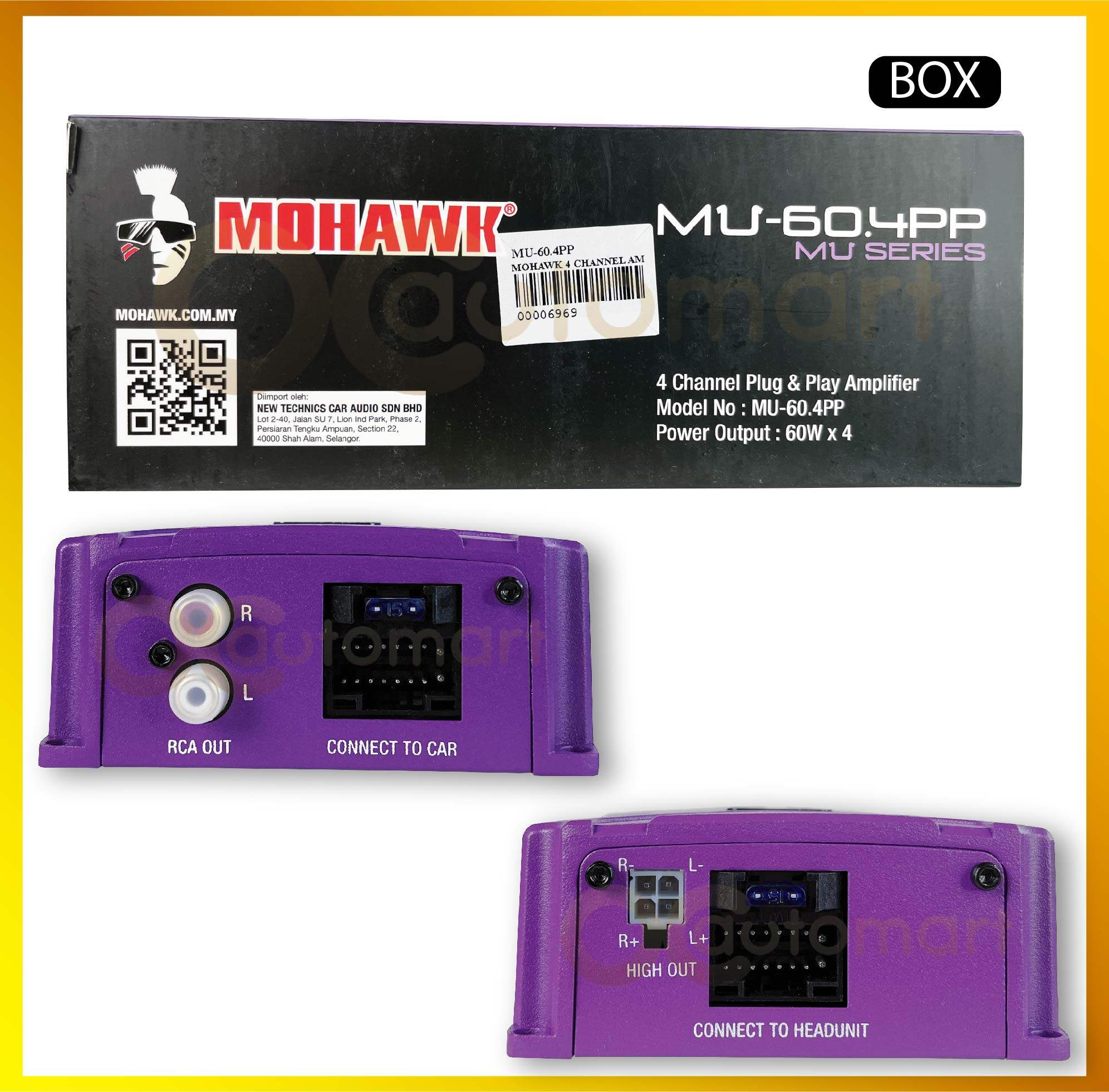 Mohawk 4 Channel Plug and Play Power Amplifier for Car Android Player ...