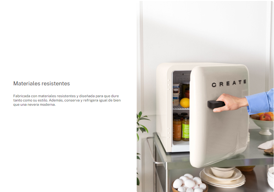 CREATE - RETRO FRIDGE 48L GOLD - Frigorífico, Estética Retro Vintage ...