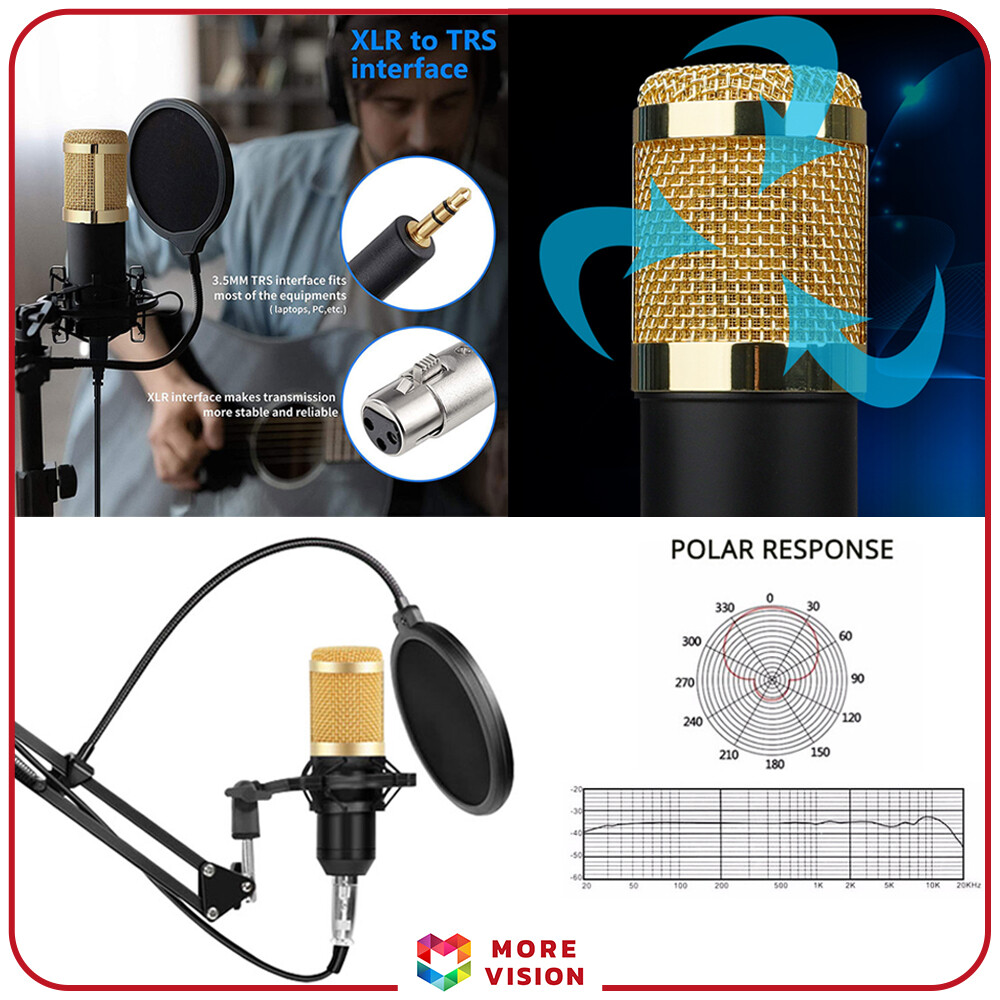 BM501 RGB Condenser Microphone Bundle Studio Recording Broadcasting Mic ...