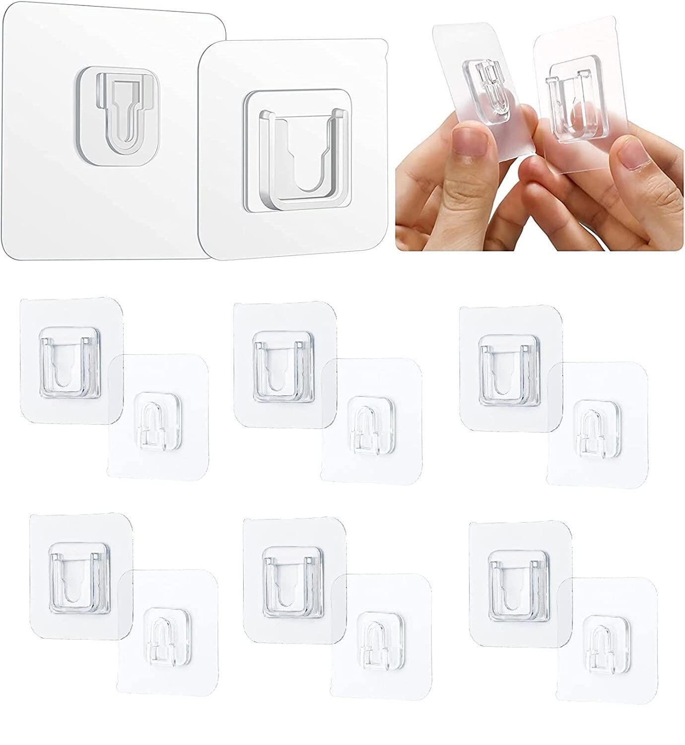 Self Adhesive Wall Hooks 10Kg (Max) Magic Transparent Sticker Hooks-10-Pcs