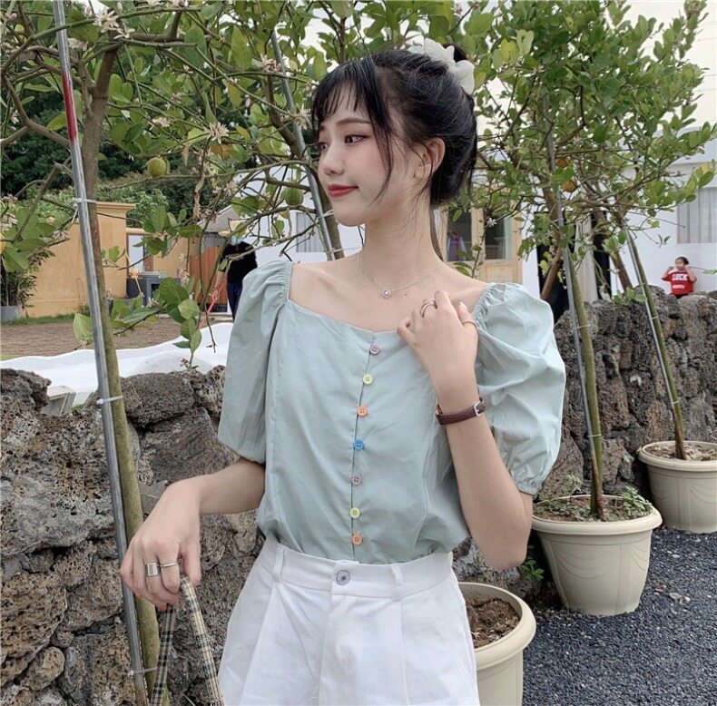 Zeus Trendy เสื้อคอเหลี่ยม เสื้อแขนพอง เสื้อครอป เสื้อแฟชั่นผญ เสื้อ ...