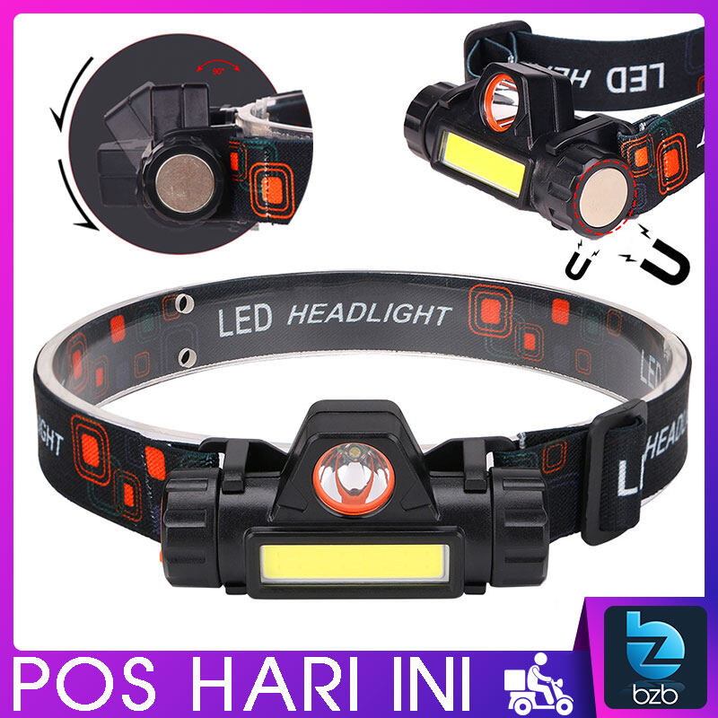 Portable Powerful LED Headlamp XPE+COB USB Rechargeable Headlight Built ...