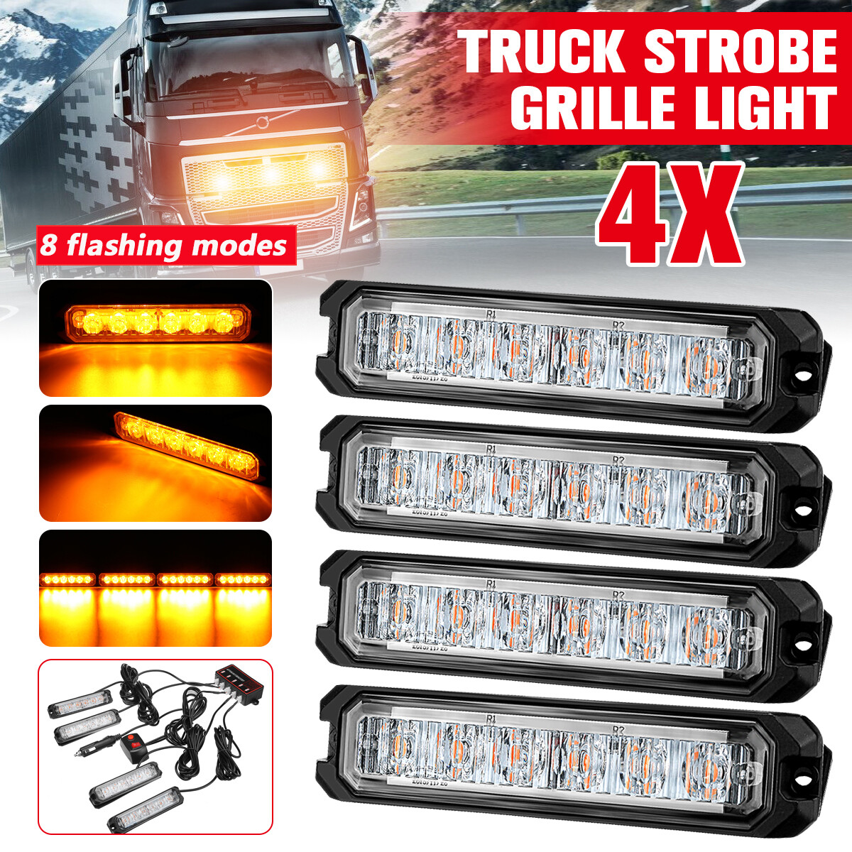 Jual Lampu Kisi-kisi Berkedip 12-24V 4X6 6X6 LED. Lampu Suar Truk di ...