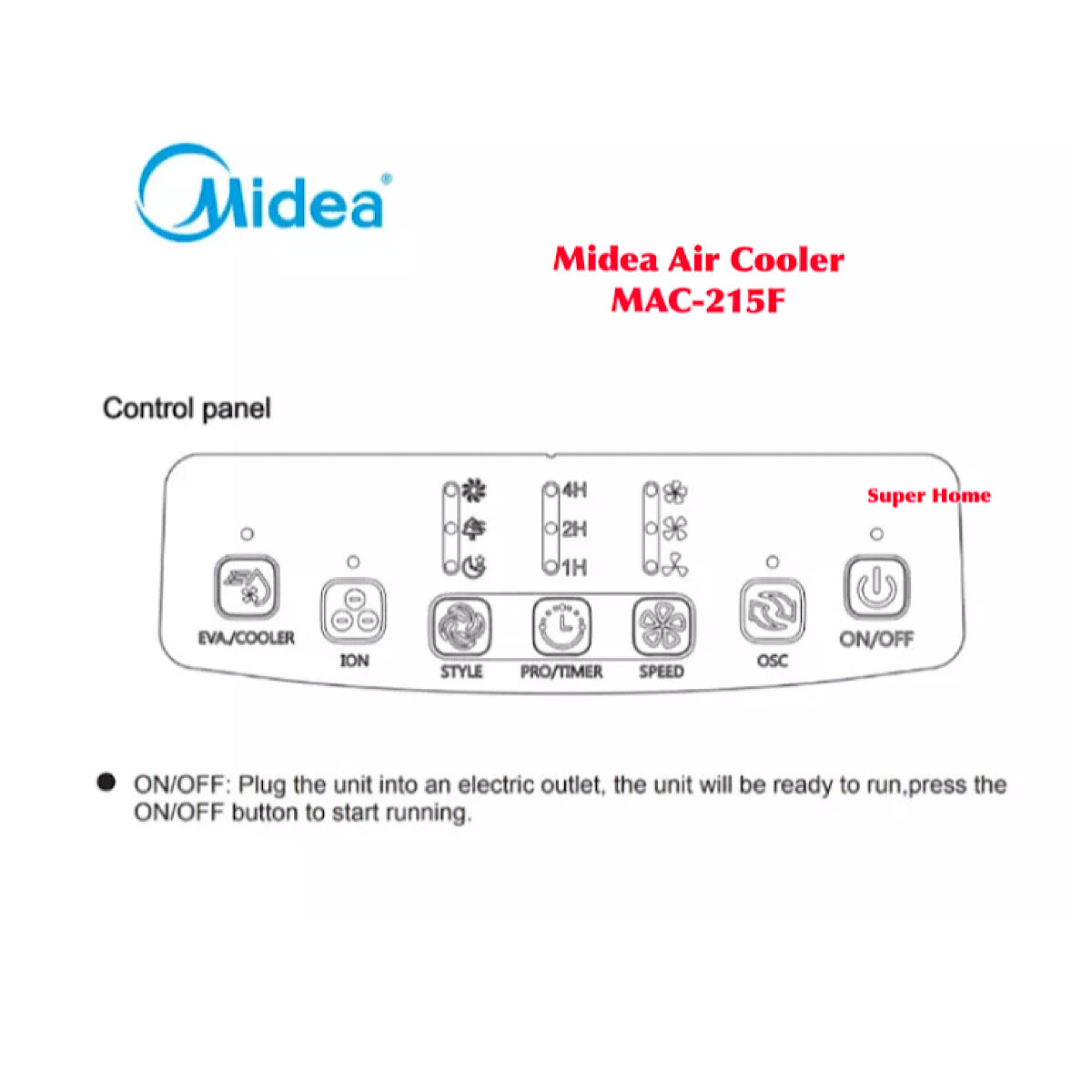 Midea Air Cooler MAC-215F ionizer Air Cooler with Remote Control | PGMall
