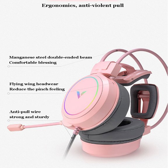 RAPOO VH610 Virtual 7.1 Surround Sound Wired Gaming Headset with LED Backlit / ANC Function ...