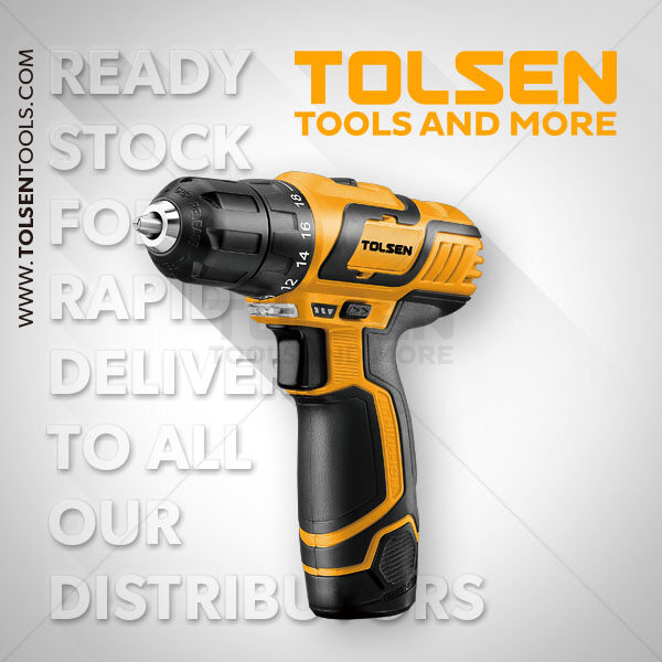 TOLSEN 12V Li-on Cordless Drill w/ LED Worklight 10mm chuck Soft Grip ...