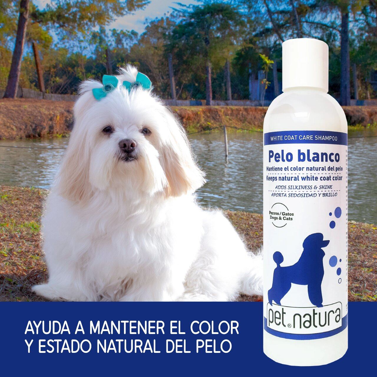 Champú para Perros con Pelo Blanco Pet Natura, 250ml y 750ml | Miravia