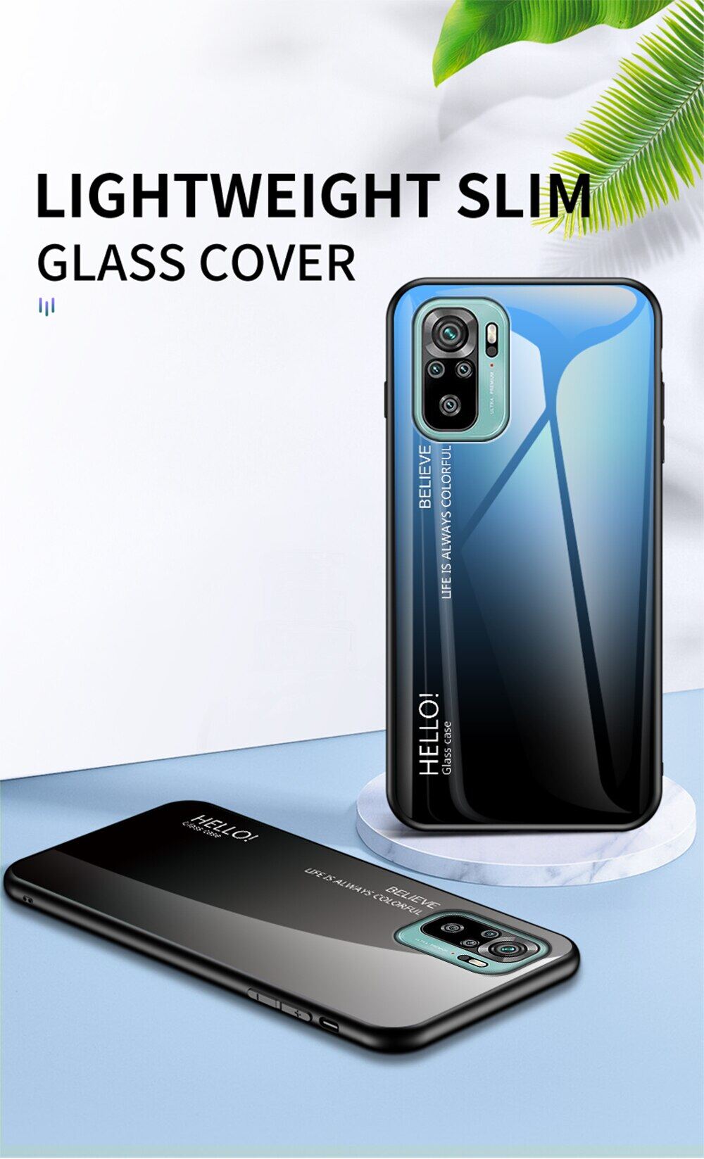 For POCO M5S 5G Case Gradient Color Tempered Glass Cover For Xiaomi ...