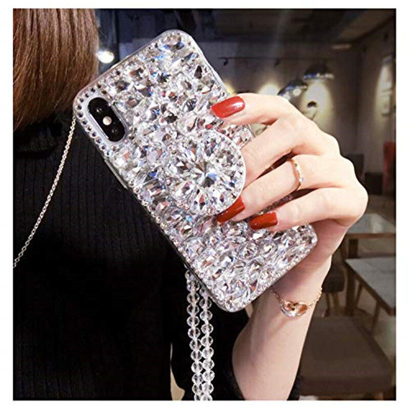 1Pcs Handmade Airbag Kickstand Glitter Crystal Strap Rhinestone Phone ...
