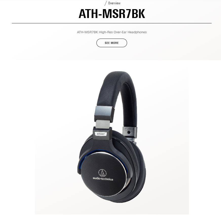 Audio-Technica ATH-MSR7 High Resolution Over Ear Dynamic Headphones ...
