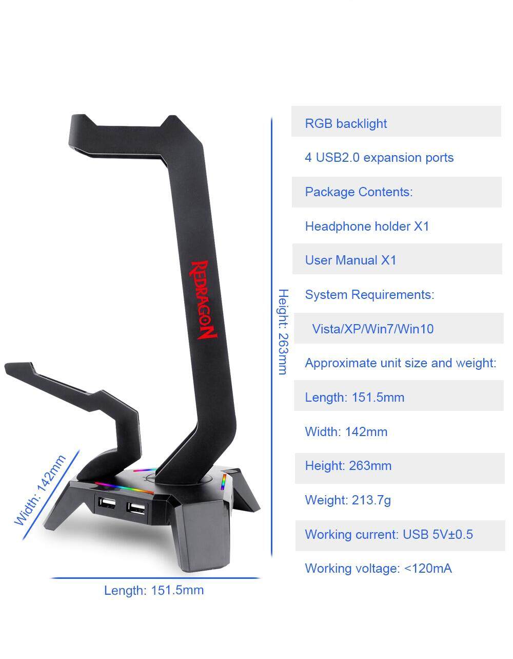 Buy Redragon HA311 SCEPTER ELITE RGB Gaming Headphones Stand and Mouse ...