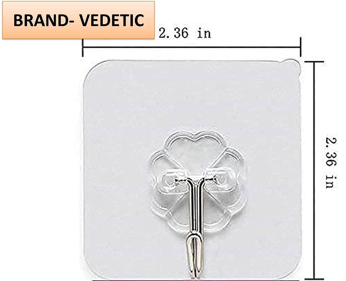 Utility Hook Transparent Reusable Adhesive Wall Sticky Hooks-5-Pcs