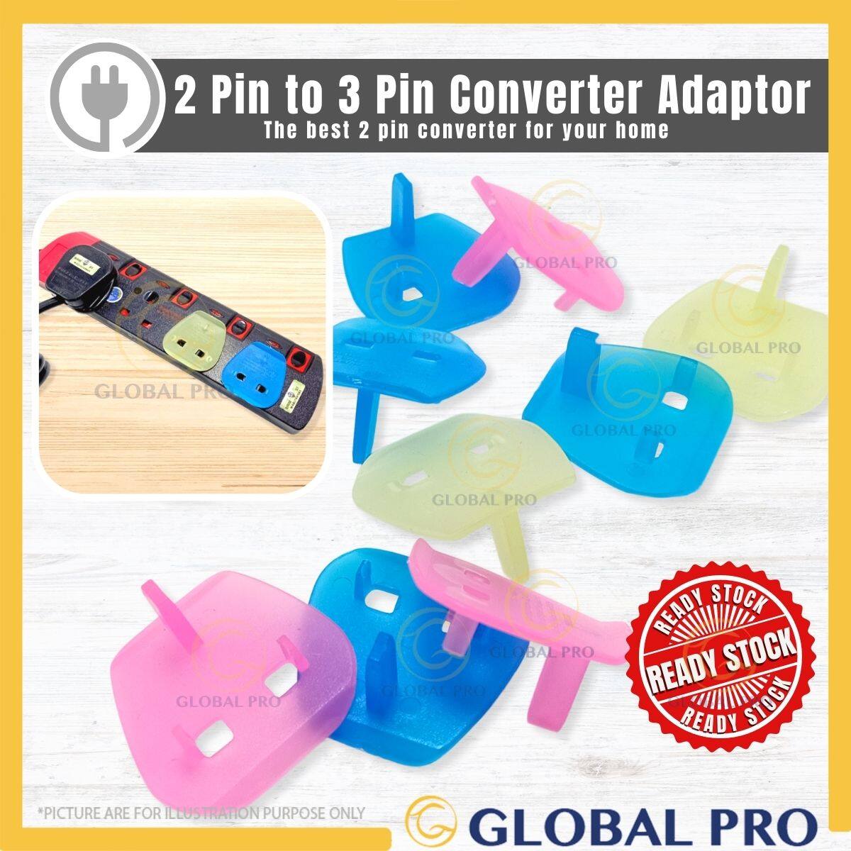 Shop 1pc 13a 2 Pin To 3 Pin Converter Adaptor Safety Plug Key Easy For ...