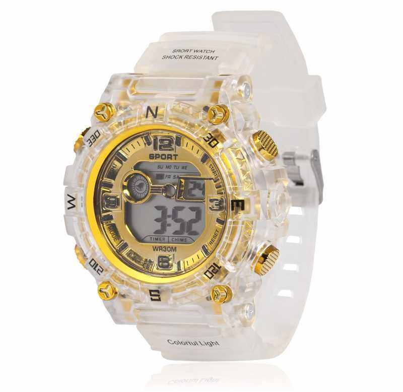 Waterproof White Color Digital Watch ,Silicone Boys Digital Sports Watch,