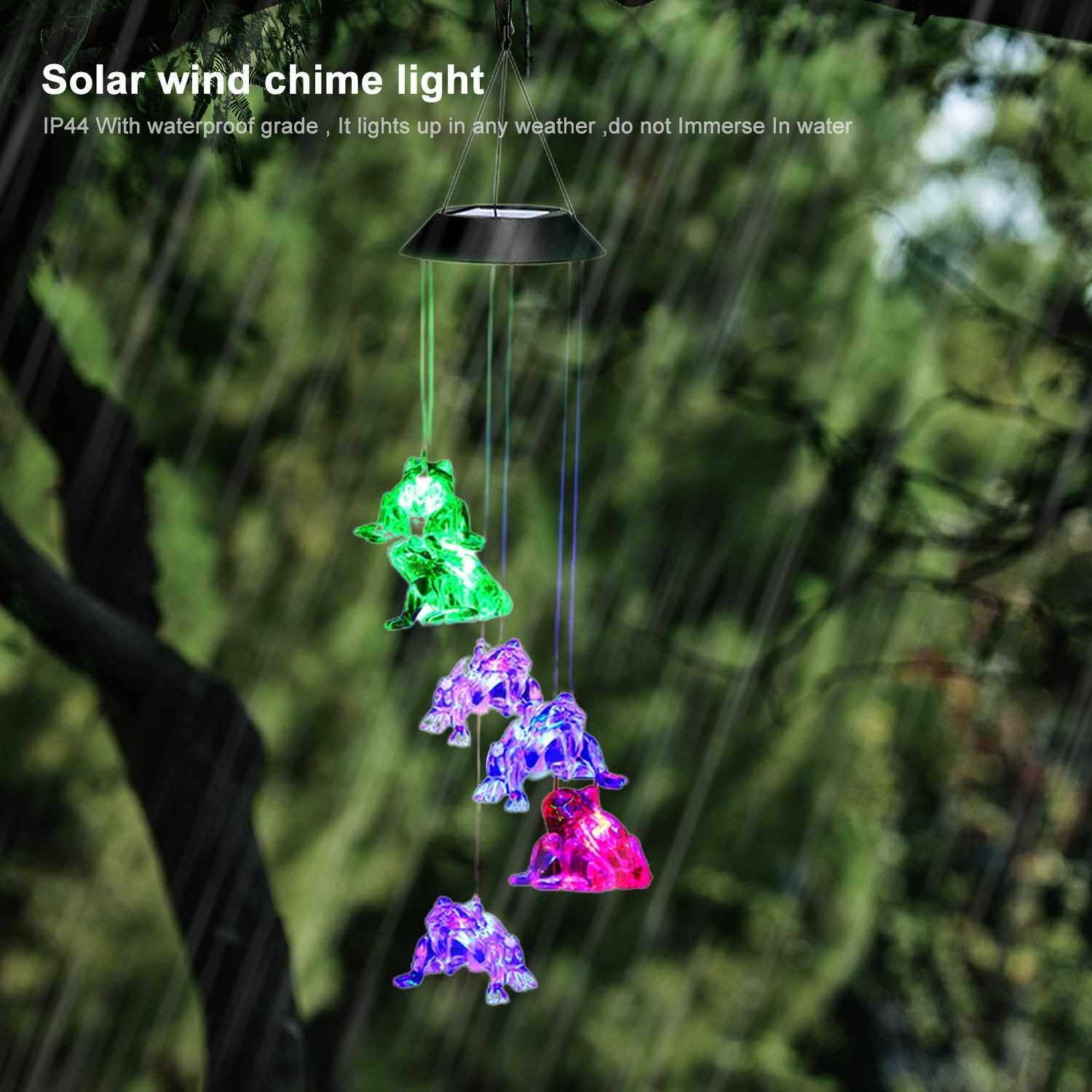 Solar Frogs Wind Chime Hanging Lamp Pendant Light IP44 Mixcolor Slow ...