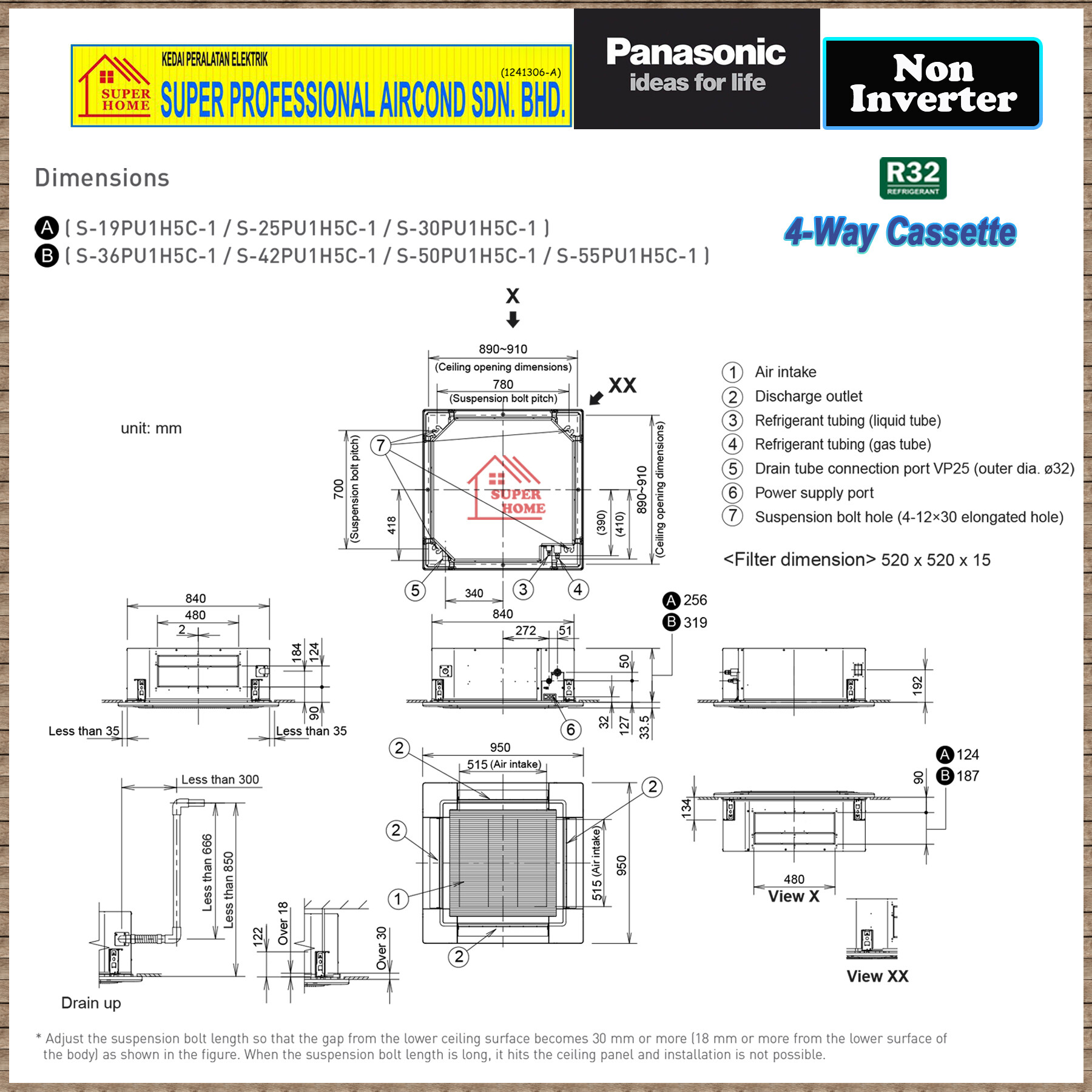 Panasonic Ceiling Cassette Air Conditioner Dimension | Shelly Lighting