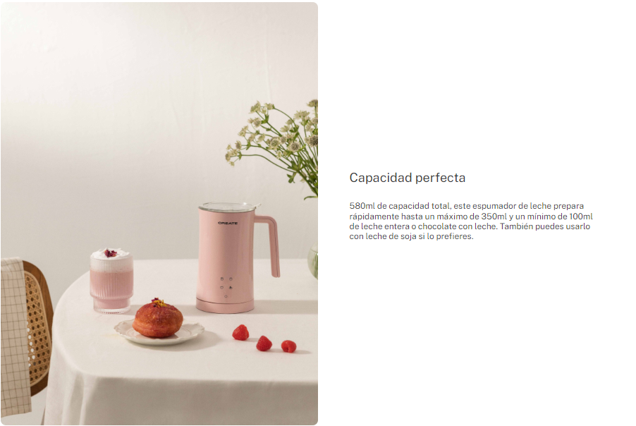 CREATE - Espumador calentador de leche - 4 funciones, 580ml - MILK FROTHER STUDIO | Miravia