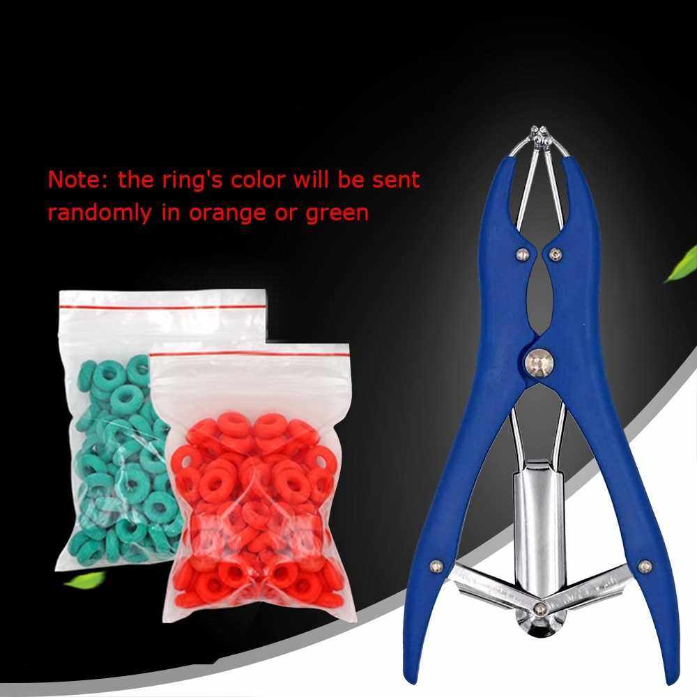 Castration Bander Pliers with 100 Pcs Castrator Rings Forceps Pliers Tail Docking for Cattle ...