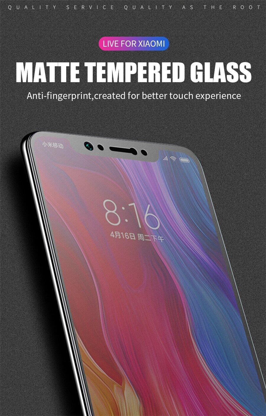 2PCS Frosted Matte Tempered Glass for Xiaomi Mi Pocophone F1 A2 A3 9T CC9 Lite Redmi K20 Note 9 ...