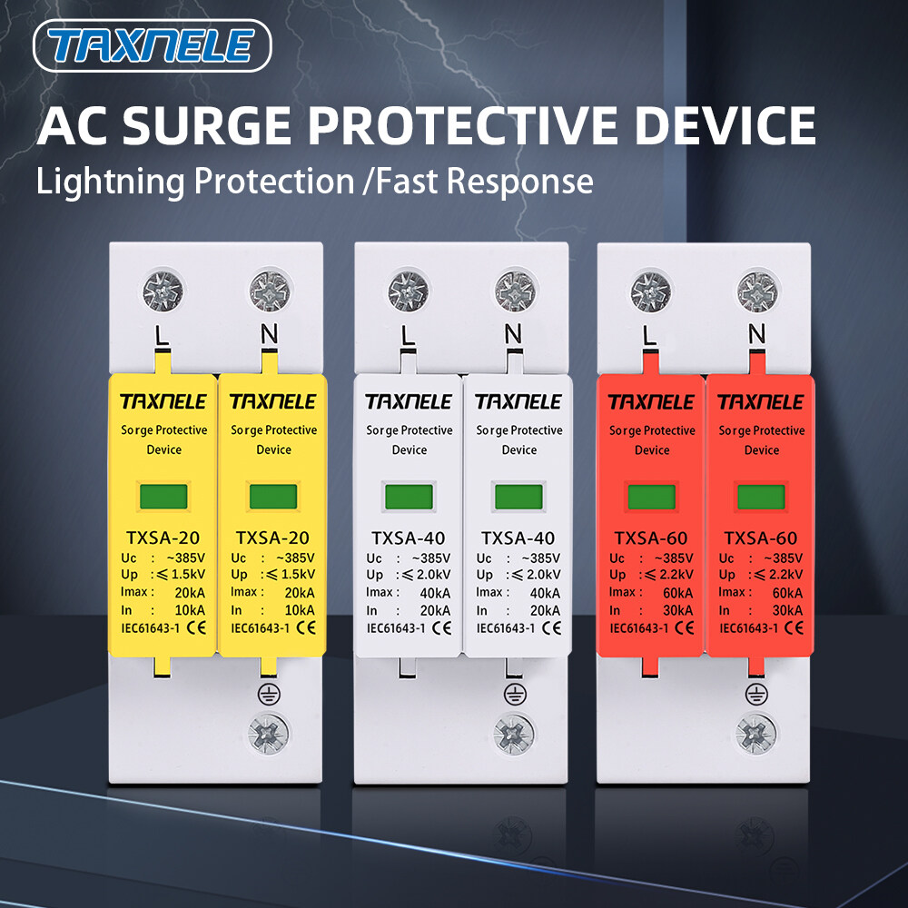 2P AC SPD 385V Lightning Protector Surge Protective Device House Surge ...