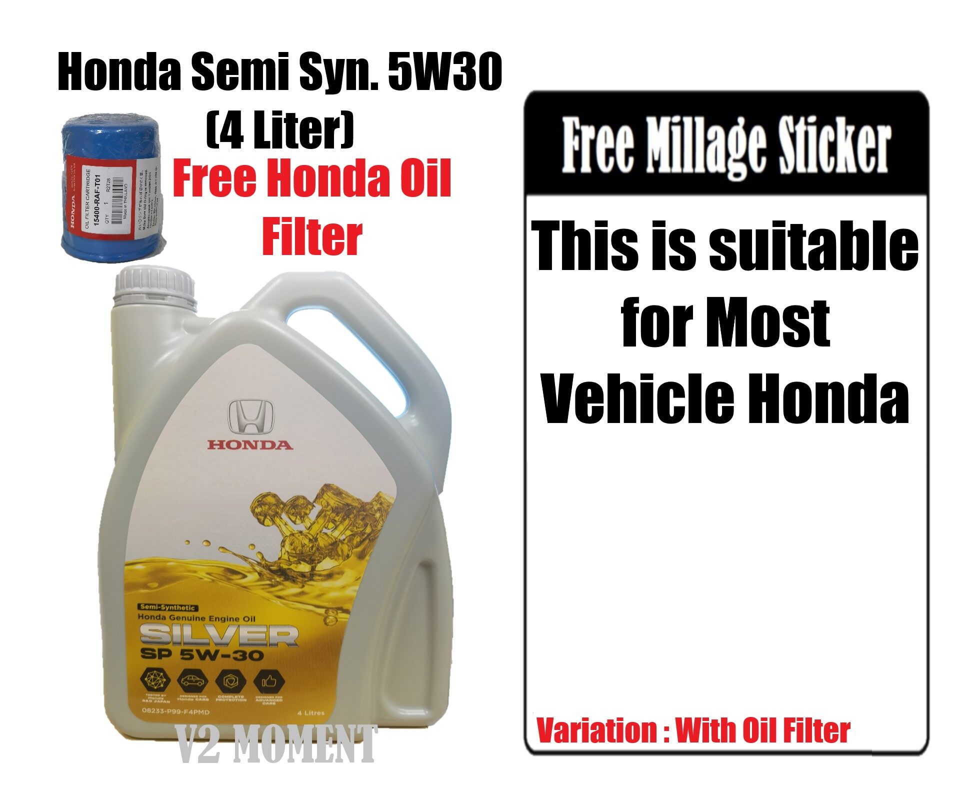HONDA GENUINE 5W30 ENGINE OIL 4L + FOC 1PCS HONDA OIL FILTER WITHOUT ...
