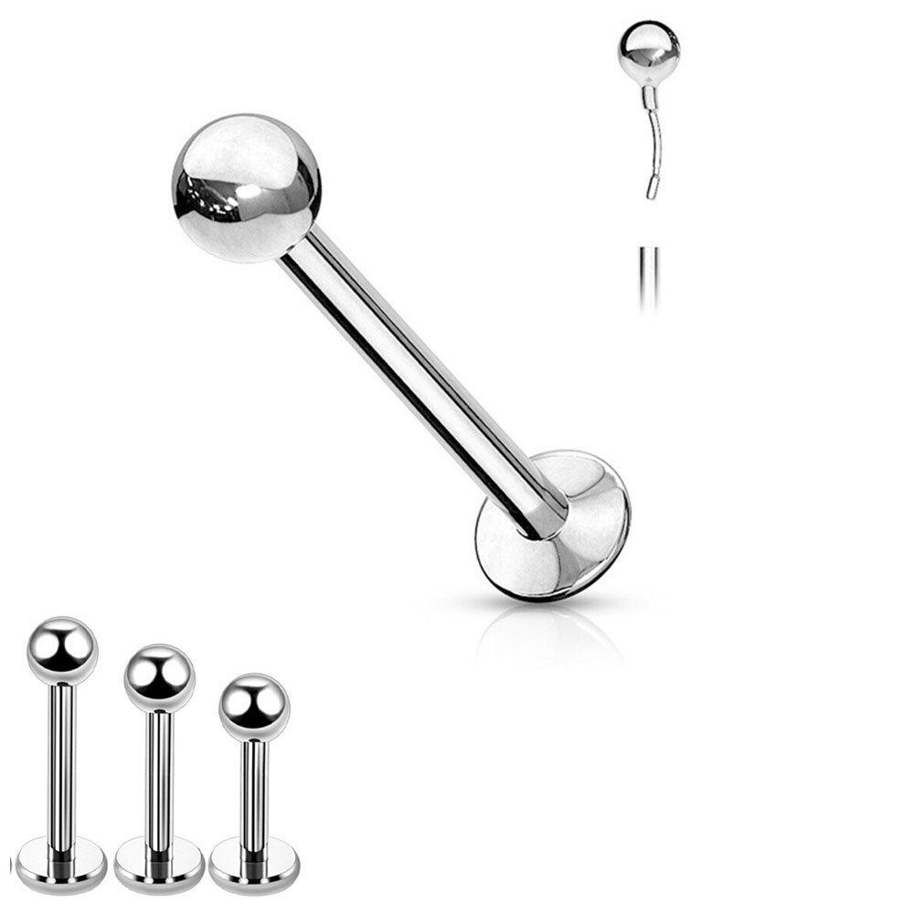 Juego de piercing labret para labio de acero inoxidable, 2 piezas, 18g ...