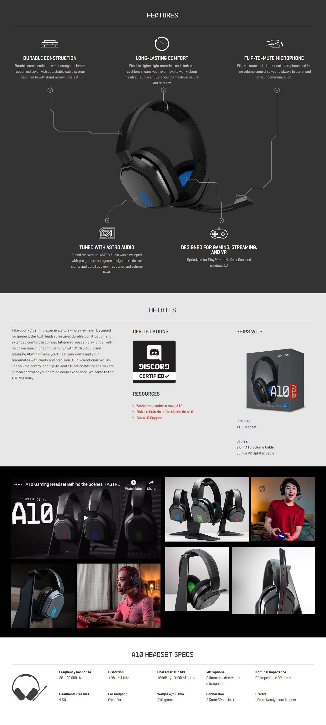 ph&co | PC Depot. LOGITECH ASTRO A10 WIRED GAMING HEADSET