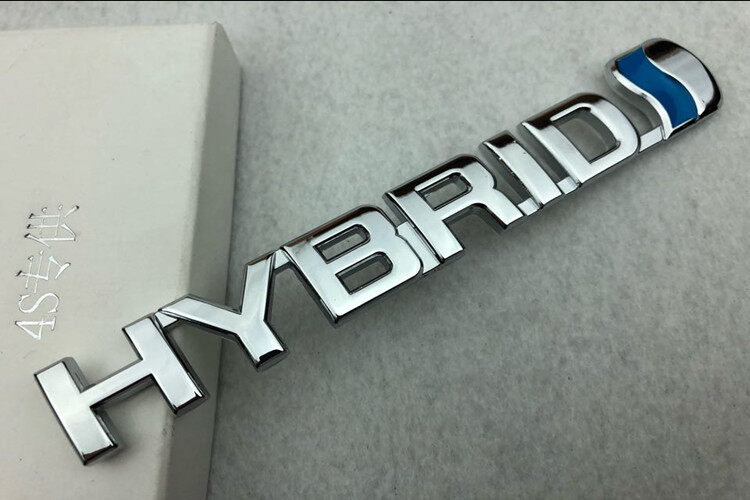 3D Metal Hybrid Letter Car Badge Stickers Decal For For Hybrid Toyota ...