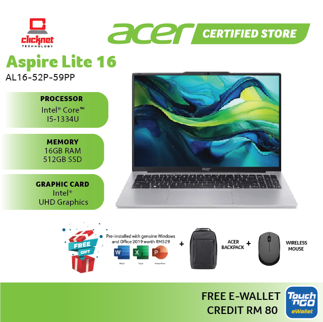 Acer Aspire Lite 16 AL16-52P Price in Malaysia & Specs - RM2399 | TechNave