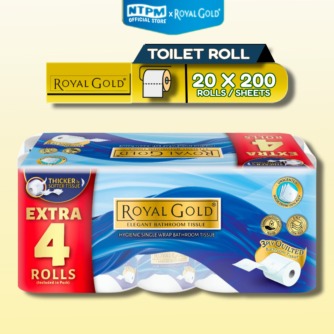 Royal Gold Elegant Toilet Roll (16 + EXTRA 4 Rolls x 200's)