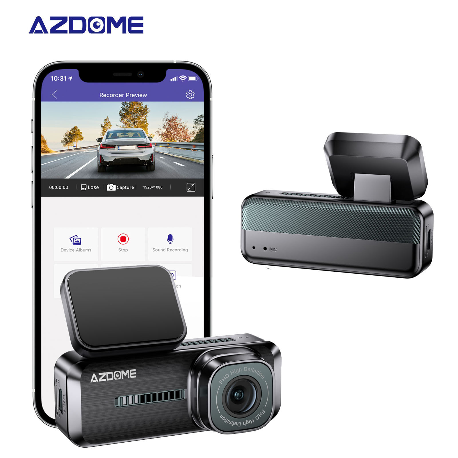 AZDOME Smart Dash Cam M200, 1080P Full HD, Smart Dash Camera for Cars ...