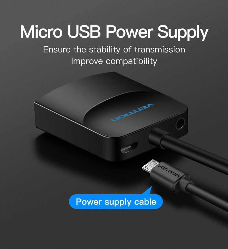 VENTION ACNBB VGA to HDMI Converter with Female Micro USB and Audio Port
