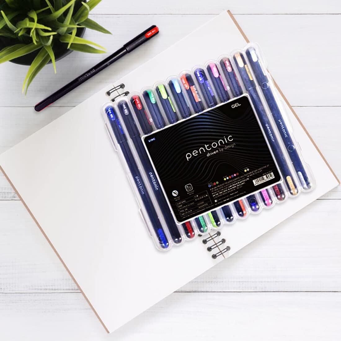 PENTONIC MULTICOLOR GEL PEN WITH HARD BOX CASE (0.6 MM-1.0 MM, BLACK ...