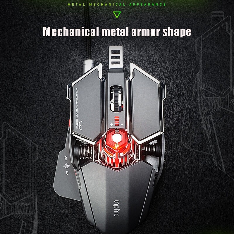 Chuột có dây Gaming INPHIC PG6 12800 DPI macro có app chỉnh chuột