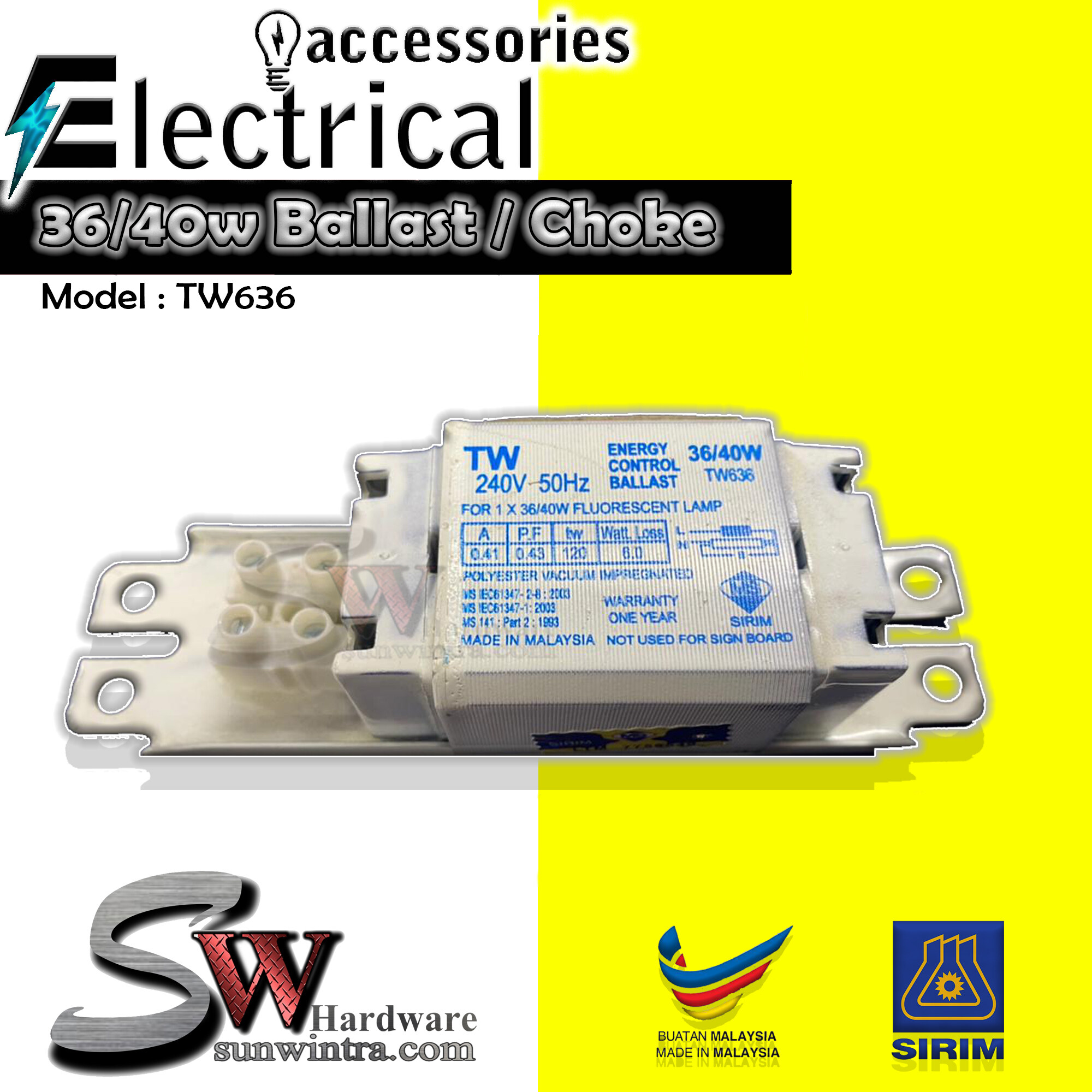 SIRIM CHOKE ENERGY CONTROL BALLAST FLUORESCENT LAMP TUBE, 51% OFF