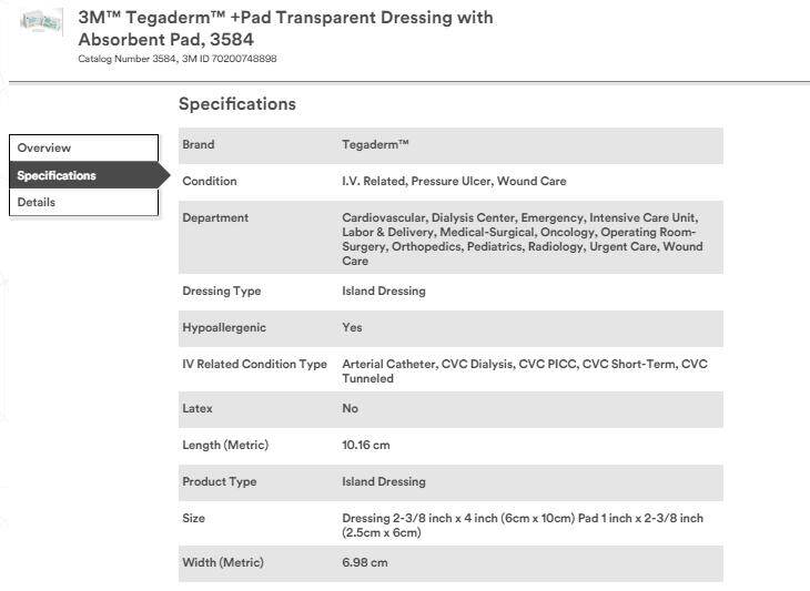 3M Tegaderm + Pad with Non-Adherent Pad REF 3584 (6cm x 10cm) 1 Box ...